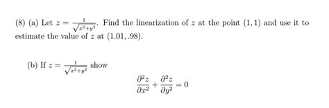 Solved A Let Z Find The Linearization Of Z At Chegg