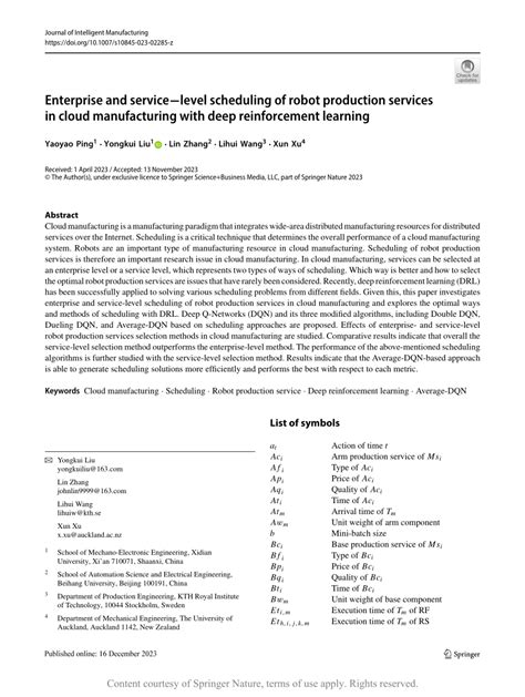 enterprise and service−level scheduling of robot production services in