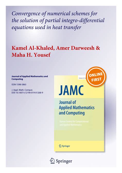 Pdf Convergence Of Numerical Schemes For The Solution Of Partial