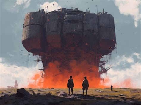 Premium Ai Image Dieselpunk Landscape Illustration Art Game Assests