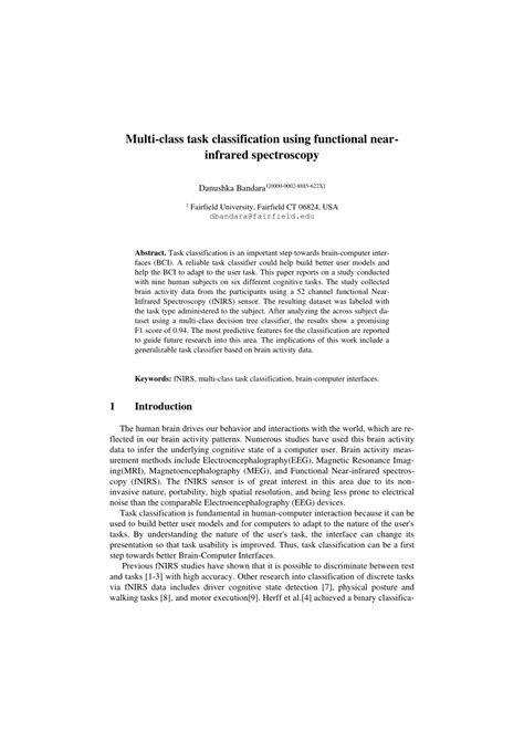 Pdf Multi Class Task Classification Using Functional Near Infrared