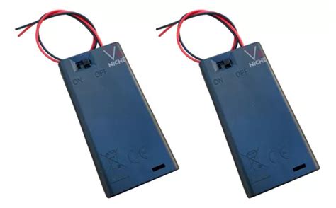 2x Suporte Porta 2 Pilhas Aa Com Chave On Off E Chicote Parcelamento Sem Juros