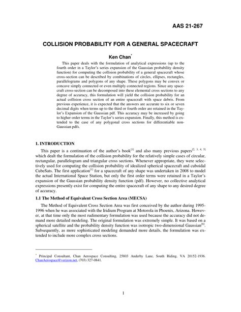 PDF COLLISION PROBABILITY FOR A GENERAL SPACECRAFT