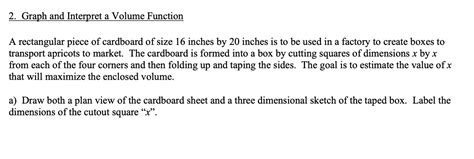 Solved Graph And Interpret A Volume FunctionA Rectangular Chegg