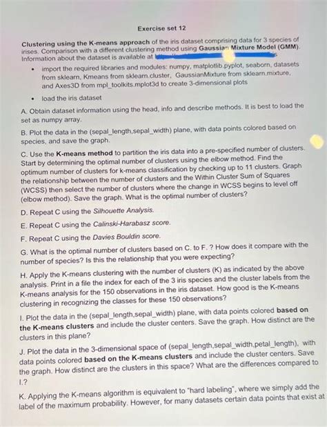 solved exercise set 12 clustering using the k means approach