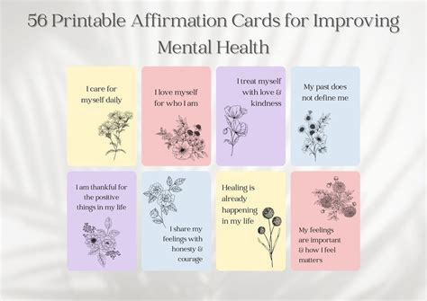 Mental Health Affirmation Cards Printable Motivational Cards Self