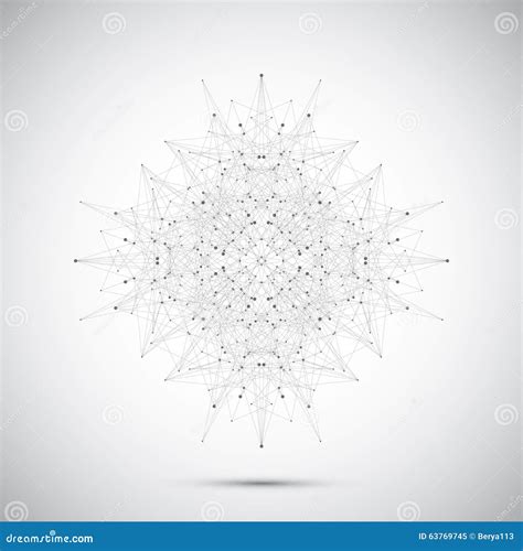 Geometric Abstract Form With Connected Lines And Dots Vector