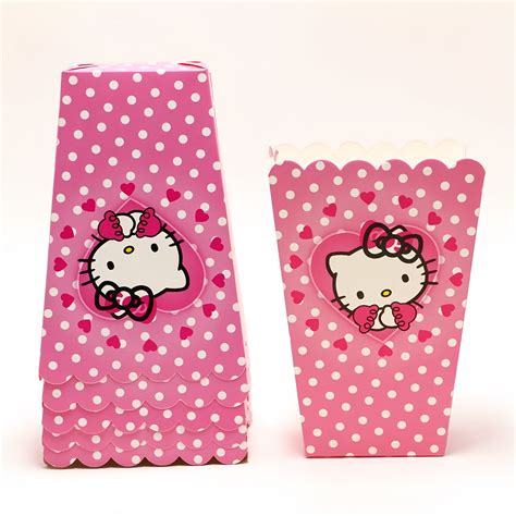 Hello Kitty Popcorn Box Birthday Party Decor Pink Cat T Box Cookies