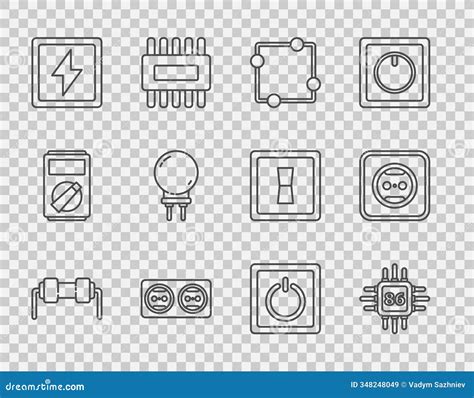 Set Line Resistor Electricity Processor With Microcircuits Cpu Electric Scheme Electrical