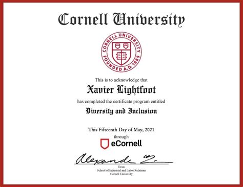 X Lightfoot Earns Diversity And Inclusion Certificate From Cornell