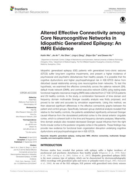 Pdf Altered Effective Connectivity Among Core Neurocognitive Networks