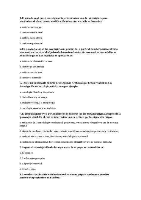 Examen Psico Social Exámenes De Psicología Social Docsity