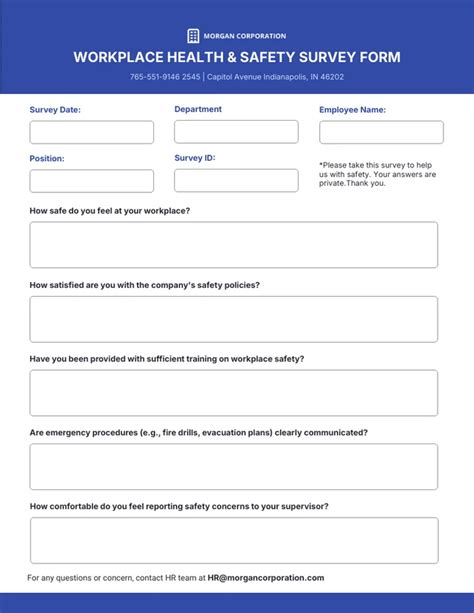 Workplace Health And Safety Survey Form Template Venngage