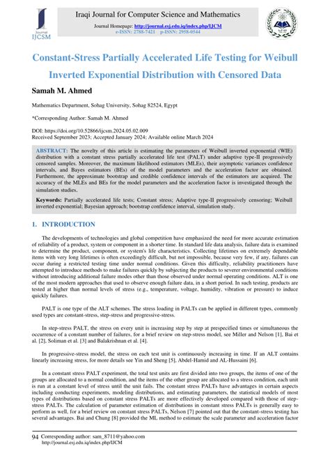 Pdf Constant Stress Partially Accelerated Life Testing For Weibull Inverted Exponential