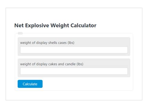 Net Explosive Weight Calculator Calculator Academy