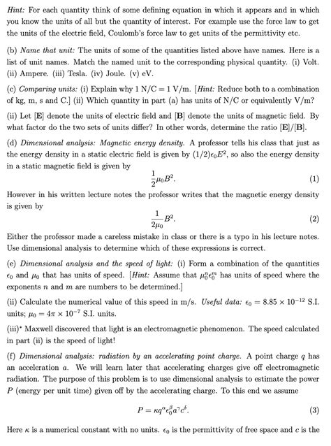 Solved Units And Dimensional Analysis Dimensional Chegg Com