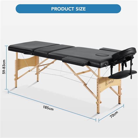 Massage Table Spa Bed Portable 3 Sections Wooden Legs Naipo