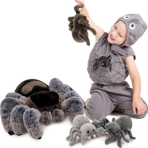 Morismos 4pcs Large Spider Plush 16inch Mommy Spider