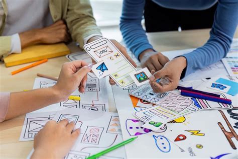 Close Up Ux Developer And Ui Designer Brainstorming Interface Wireframe Design Creative Digital