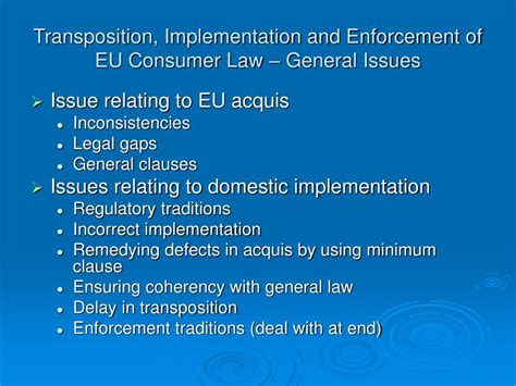 Ppt Transposition Implementation And Enforcement Of Eu Consumer Law Current State And Future