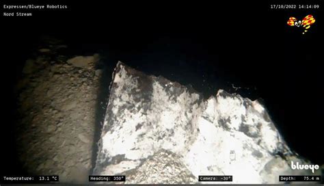 Снимки повреждённой трубы «Северного потока