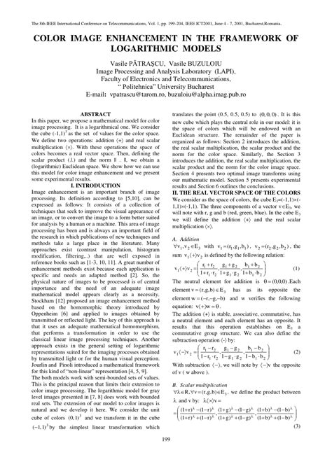 pdf color image enhancement in the framework of logarithmic models
