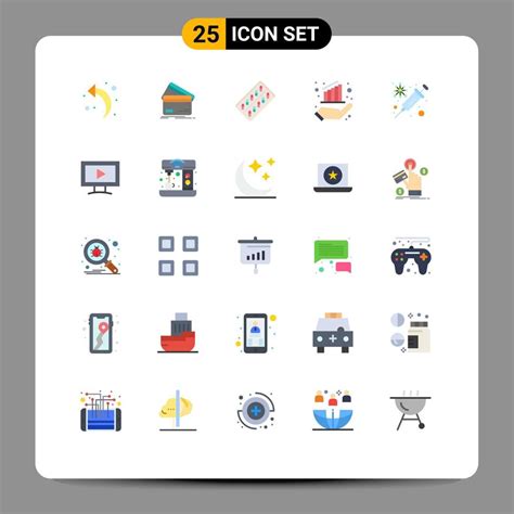 User Interface Pack Of 25 Basic Flat Colors Of Finance Chart Money Packet Drugs Editable Vector