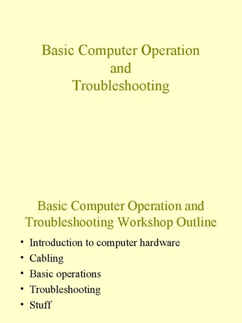 Basic Computer Operation And Troubleshooting Pdf Computer Hardware