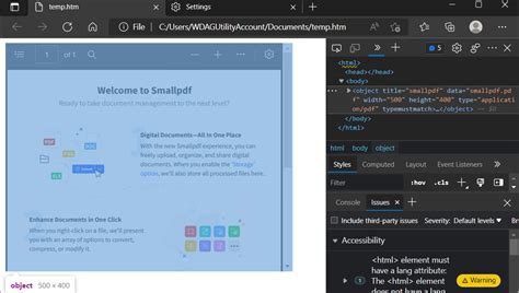 javascript print data contents of html object tag without external