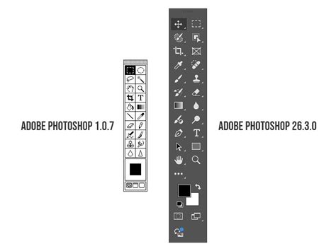 Adobe Photoshop 1 0 7 Toolbar In 1990 Vs Adobe Photoshop 26 3 0 Toolbar… Web Design Museum