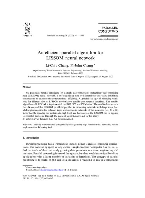 pdf an efficient parallel algorithm for lissom neural network