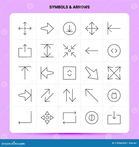 Outline 25 Symbols And Arrows Icon Set Vector Line Style Design Black