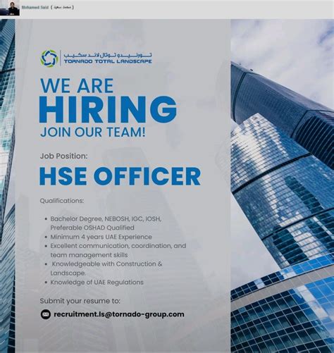 safety officer on linkedin 🌿 we re hiring hse officer 🌿 tornado total
