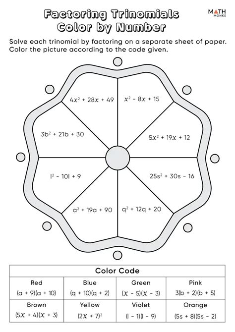 Factoring Trinomials Worksheets Math Monks