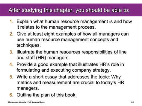 Chp 1 Introduction To Human Resource Management By Mohammad Ali Jaafar Phd Systems Mgmt Ppt
