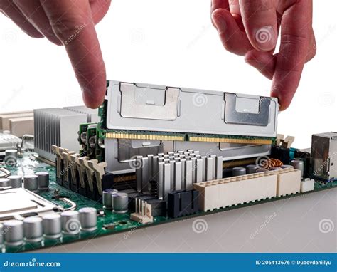 installing ram modules in the computer motherboard replacing and