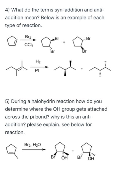 Solved 4 What Do The Terms Syn Addition And Anti Addition
