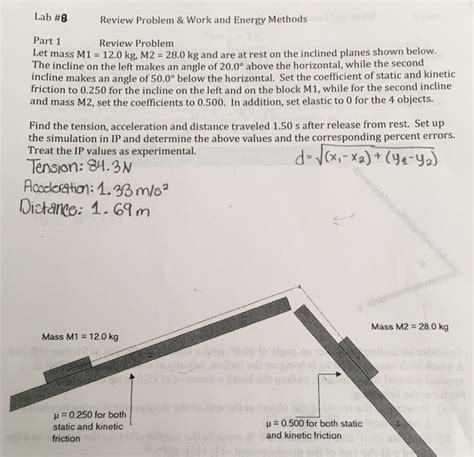 solved lab 8 review problem and work and energy methods part