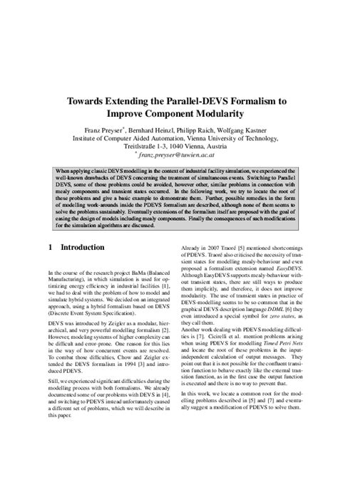 pdf towards extending the parallel devs formalism to improve