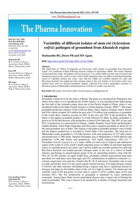 Pdf Variability Of Different Isolates Of Stem Rot Sclerotium Rolfsii Pathogen Of Groundnut