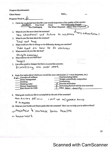 Progress Questionnaire Pdf