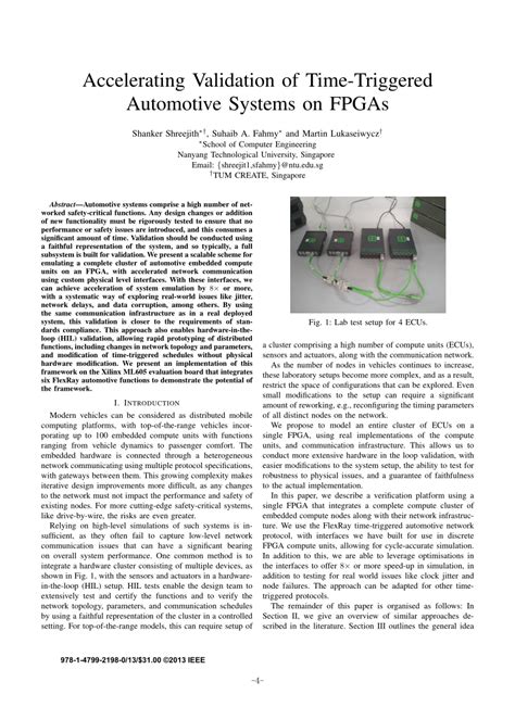 Pdf Accelerating Validation Of Time Triggered Automotive Systems On Fpgas