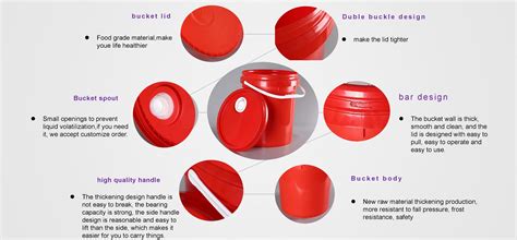 Plastic Cylindrical Bucket Qiming Packaging Lids Caps Bungs Cans Pails Buckets Baskets Trays