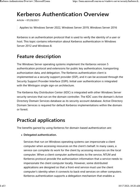 kerberos authentication pdf computing communications protocols