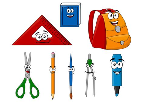 School Supplies And Objects In Cartoon Style 11230961 Vector Art At