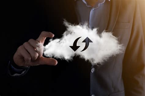 Premium Photo Cloud Technology Polygonal Wireframe Cloud Storage Sign With Two Arrows Up And