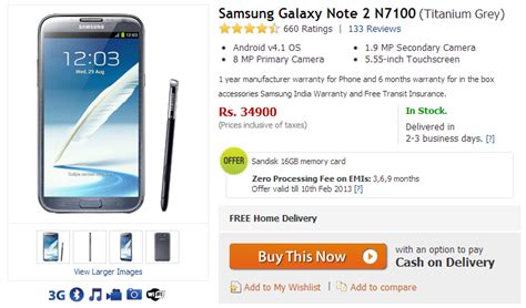Samsung Galaxy Note Ii Price Drops To Rs