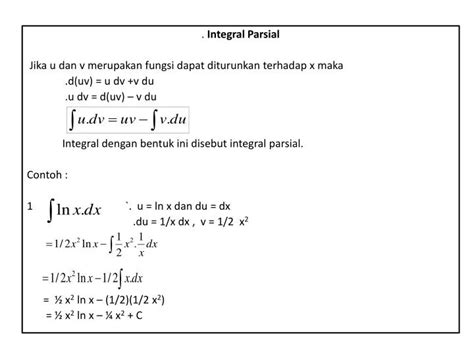 Rumus Integral Parsial Ruang Baca