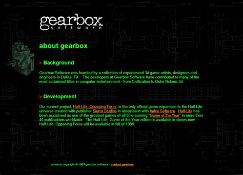 Gearbox Software In 1999 Web Design Museum