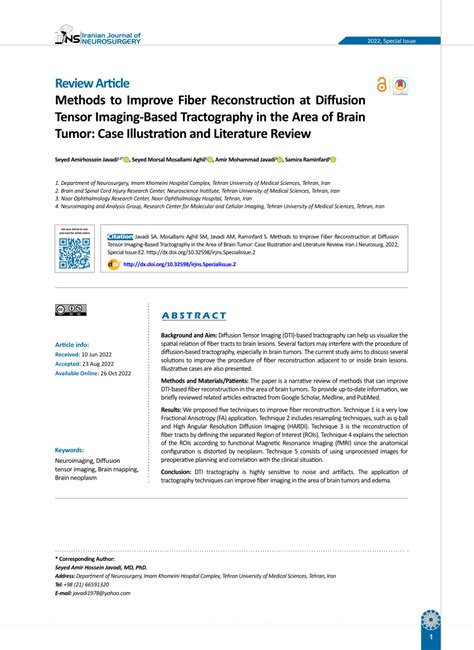 Pdf Methods To Improve Fiber Reconstruction At Dti Based Tractography